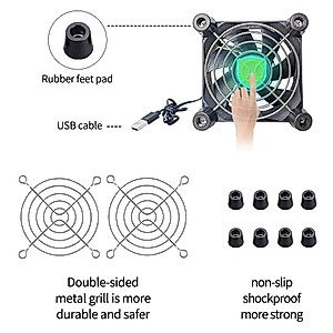 USB Computer Fan Electronics Cooling Fan DC 5V 80mm Computer Fan USB Cooling Fan for Computer Case CPU Routers Receiver Cabinets Cooling (2 Pack)