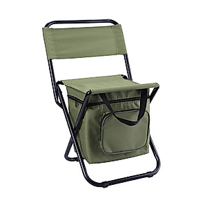 LEADALLWAY Fishing Chair with Cooler Bag Foldable Compact Fishing Stool,Green