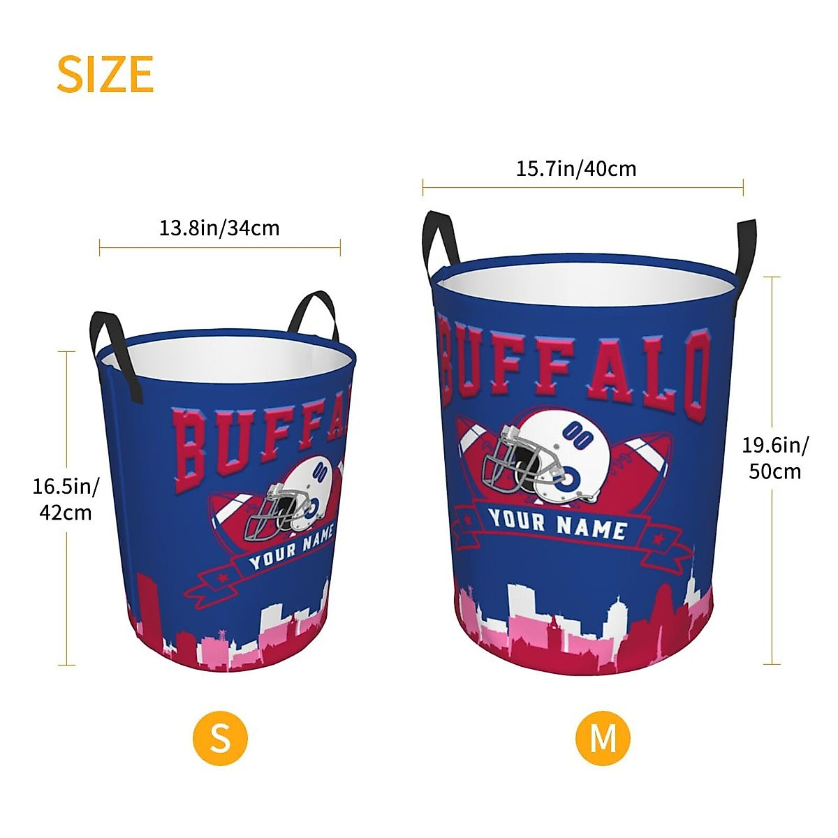 Custom Buffalo Laundry Hamper - Personalized Name and Number Laundry Basket Dirty Clothes Hamper Large Capacity Waterproof Hamper for Bedroom Bathroom Living Room
