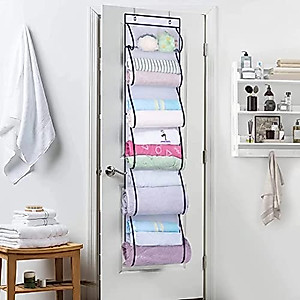 MISSLO 6 Clear Pockets Over Door Organizer for Handbags, Caps, Accessories (White)