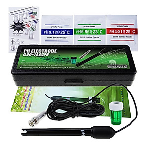 0-14 pH Electrode Probe BNC Connector, 300cm Cable for PH Meter Monitor Controller Test Sensor, Replacement Kit for Aquarium Hydroponics Plant Pool Spa