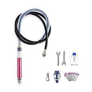 QWORK Air Micro Grinder, 1/8" Mini Pencil Polishing Cutting Tool Pneumatic Pencil Die Grinder, 65000 RPM Free Speed