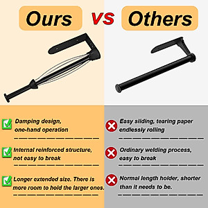 Single Hand Paper Towel Holder, Black Paper Towel Holder with Ratcheting Mechanism Paper Towel Dispenser Wall Mount Under Cabinet Paper Towel Holder Self-Adhesive or Drilled for Kitchen Bathroom RV