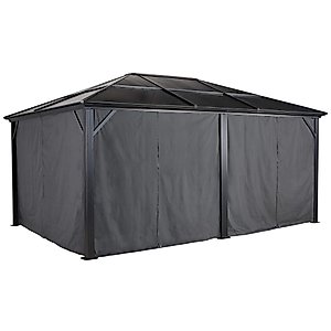 Sojag 135-4154917 Spun Polyester Gazebos Curtains for Meridian Hard Top Sun Shelter, 12' x 16', Grey