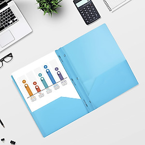 Mr. Pen- Folders with Pockets and Prong, 5 Pack, Plastic, Pocket Folders, Folders with Prongs, File Folders with Fasteners, 2 Pocket Folder, Folder with Pockets, Two Pocket Folder, 3 Prong Folders.