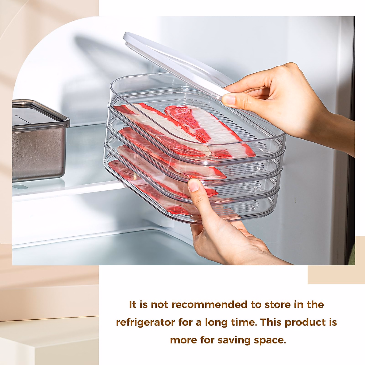 Tioncy Deli Meat Container for Fridge 4 Layer Stackable Lunch Meat Container with Lid for Refrigerator Food Storage Boxes for Cheese Turkey Pantry Lunch Bacon Cheese