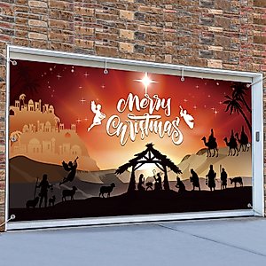 Extra Large Christmas Nativity Garage Door Banner - 6x13ft Backdrop for Xmas Holiday Party Decor
