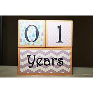 Wood Baby Milestone Age Photo Blocks Set Track Weeks, Months and Years Perfect Baby Shower Present