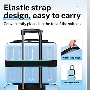 AnyZip Cosmetic Travel Case Hard Shell Portable Small Makeup Suitcase Hand Luggage Carrying Bag 14Inch LightBlue