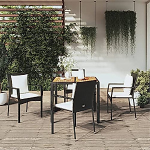 WFAUIBR Dining Set with Cushions 5 Piece Patio ，Bistro Sets,Coffee Table Sets, Whether You Have a Balcony, Lawn, Garden, or Poolside, This Set is Outdoor Spaces，Black，5 Piece 35.4"