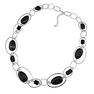 Bocar Fashion Long Chunky Black Beads Necklace for Women (581)