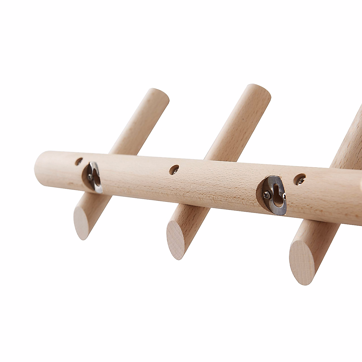 HOMEAMY Wood Coat Rack Modern Wall Mounted Hat and Towel Hanger Wooden Hooks Robe Racks with Pegs for Bedroom Bathroom and Entryway Durable, Easy Assembly, Classic Design (3 Hook)