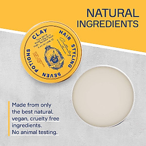 SEVEN POTIONS Hair Clay For Men and Women 3.4 fl oz - High Hold Matte Pomade - Effortless Hair Styling Product That Leaves No Residue - Water Based - Natural, Vegan, Cruelty Free