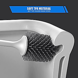 VMVN Toilet Bowl Brush and Holder,Compact Toilet Cleaner Brush Set for Bathroom Deep Cleaning,Silicone Bristles Toilet Scrubber,Floor Standing