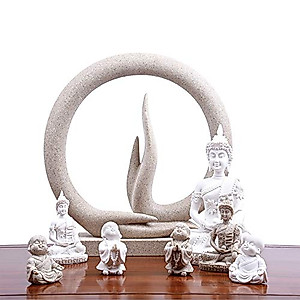 Carefree Fish Buddha Statue Minimalist Sandstone Buda Ornament Monk Figurine Zen Decor Bring Home a Ray of Sunshine