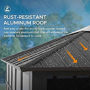 Sunjoy Outdoor Sunroom 11 ft. x 11 ft. Black Hardtop Gazebo, Rust-Resistant Aluminum Sunroom Multipurpose Studio/Hot Tub Shelter with PC Board Skylight and Mute Lock Doors by SummerCove