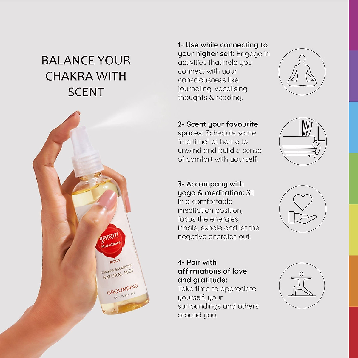 Aromafume 7 Chakra Natural Mist Gift Set 7x 50ml/1.7 fl oz | Aromatherapy Sprays for Meditation, Chakra Balance | Yoga & Reiki Gifts | Essential Oil Spray Set for Solar Plexus, Root Chakra & more