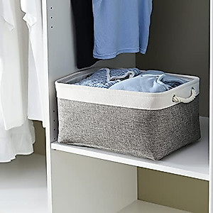 Sacyic Storage Basket 16x12x8 inch Fabric Sturdy Canvas Storage Bins Organizer with Handles for Clothes and Toy Storage Foldable Storage Boxes Cubes