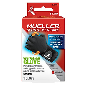 MUELLER Sports Medicine Arthritis Compression Glove, Hand and Wrist Support, Fits Right or Left Hand, for Men and Women, Black, L/XL, Large-X-Large