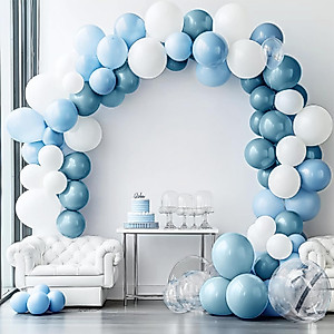 Teal Balloons Garland Arch kit,120Pcs 18 12 10 5 In Teal Turquoise Tiffany Blue and White Metallic Silver Confetti Latex Balloons for Graduation Baby Shower Weddings Birthday Party Decorations