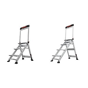 Little Giant Ladders, Jumbo Step, 3-Step, 2 Foot, Step Stool, Aluminum & Little Giant Ladders, Jumbo Step, 4-Step, 3 Foot, Step Stool, Aluminum, Type 1AA, 375 lbs Weight Rating, (11904)