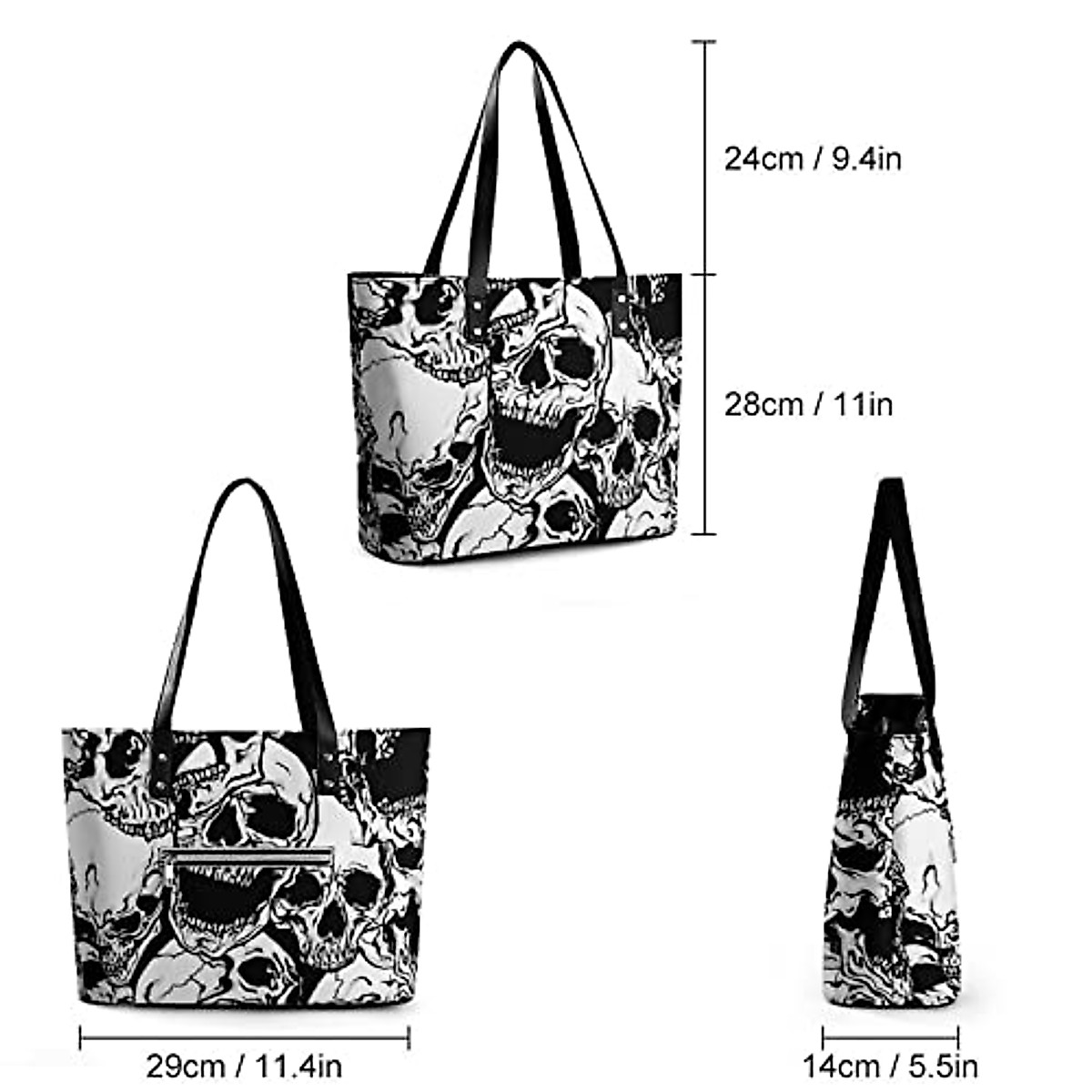 Womens Handbag Skulls Leather Tote Bag Top Handle Satchel Bags For Lady