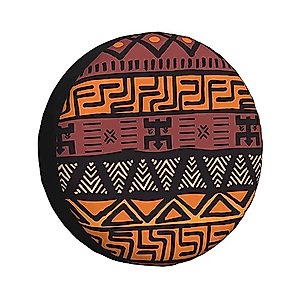 African Mud Cloth Tribal Spare Tire Cover 15 Inch Waterproof Dust-Proof Wheel Tire Cover Wheel Protector Fit for Trailer, Rv, SUV and Many Vehicle