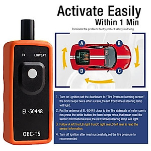 TPMS Relearn Tool for GM Tire Sensor, Automotive Tire Pressure Monitor Sensor Activation Reset Tool EL-50448 OEC T5, System Programming Training for Most GM Series Vehicles, Car Accessories.
