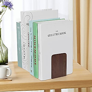 MaxGear Book Ends Universal Premium Bookends for Shelves, Non-Skid Bookend, Decorative Heavy Duty Wood Book End, Home Decor Wooden Book Stopper for Books/CDs, 5.2 x 3.2 x 4.2 inches, Walnut, 1 Pair