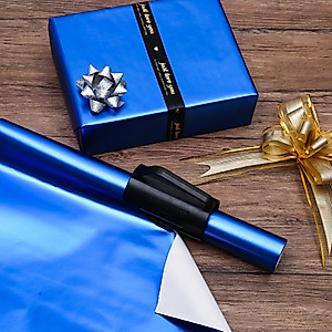 THMORT Matte Blue Wrapping Paper Roll with a Cutter Kit for Birthday,Wedding,Christmas,Baby Shower 17 Inch X 33 Feet Pure Solid color All Occasions for Gift wrapping Royal Sapphire Blue.