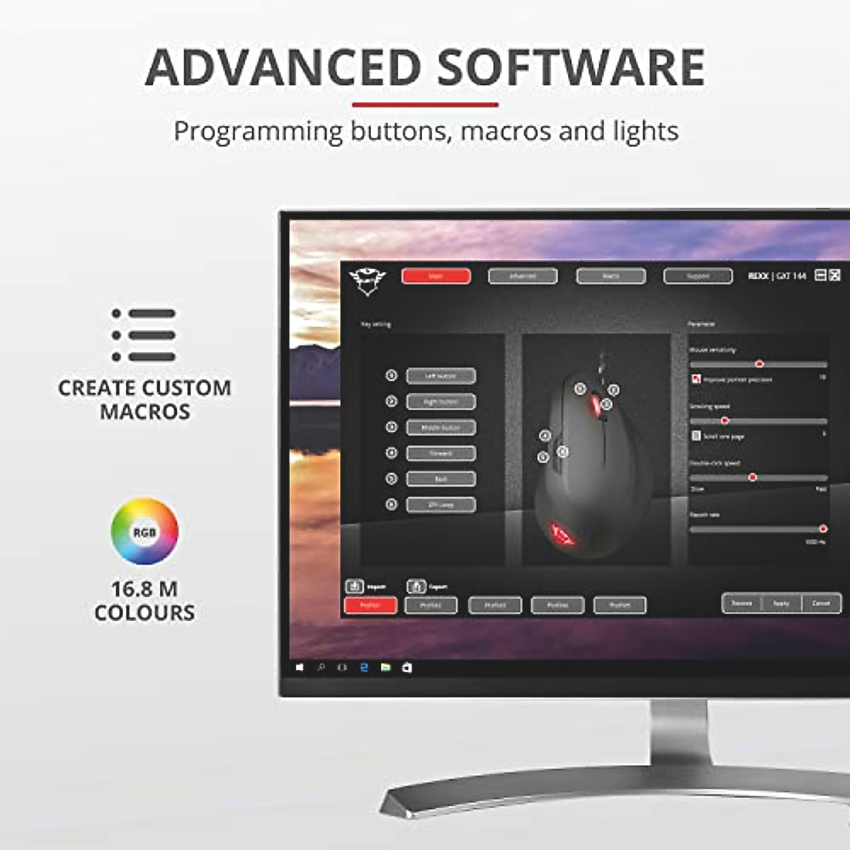 Trust Gaming GXT 144 Rexx Vertical Ergonomic Gaming Mouse, 250-10,000 DPI, 6 Buttons, Black