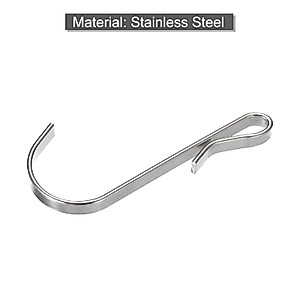 uxcell 10pcs Stainless Steel J Shaped Hooks, Clip-on Hook Wire Rack Hook for Kitchen, Bedroom, Office, Wire Shelf Silver 2.4INCH