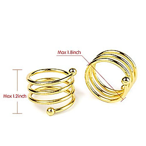 Jofefe 6Pcs Gold Napkin Rings Round Napkin Holders Buckles for Wedding, Dinner Party, Table Decorations