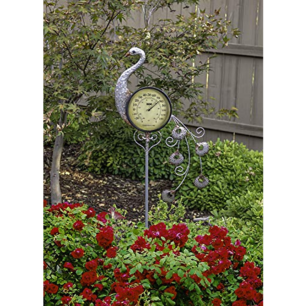 Poolmaster 54581 Outdoor Thermometer Garden Stake, Peacock, Multi