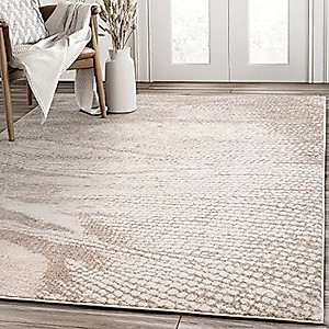 Abani Contemporary Design Beige & Cream 7'9" x 10'2" (8'x10') Area Rug Rugs - Unique Non-Shed Desert Folds Print Living Room Rug