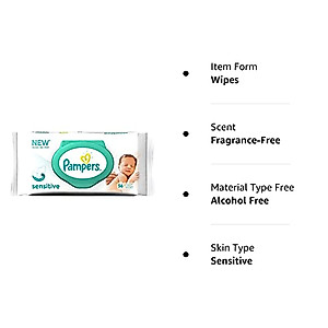 Pampers Wipes Sensitive - 56 ct, Pack of 5