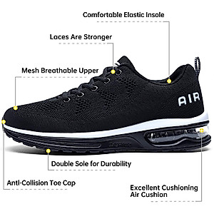 Autper Women's Air Athletic Tennis Running Shoes Sneakers Lightweight Sport Gym Jogging Breathable Fashion Walking Shoes(Black US 8)