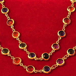 LIFETIME JEWELRY Multicolored Bead Chain Necklace for Women 24K Real Gold Plated (30 inches, Gold)