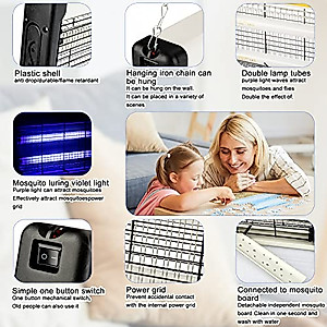 Electric Bug Zapper Indoor Insect Killer with Replacements Bulbs 20W Blue Light Powerful 2800V Attract Fly and Mosquito Traps with Circuit No Load Protection Outdoor Plug in Pest Control (2 Pcs)