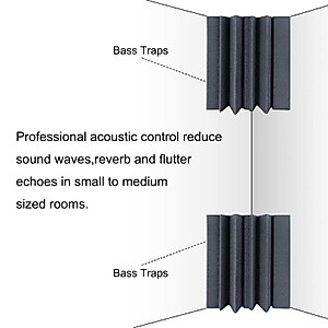 DEKIRU 8 Pack Acoustic Foam Bass Traps Corner Block 12" X 7" X 7", Studio Foam Sound Proof Foam Panles Noise Dampening Wall Soundproofing Padding, Ideal for Studio, Home or Theater