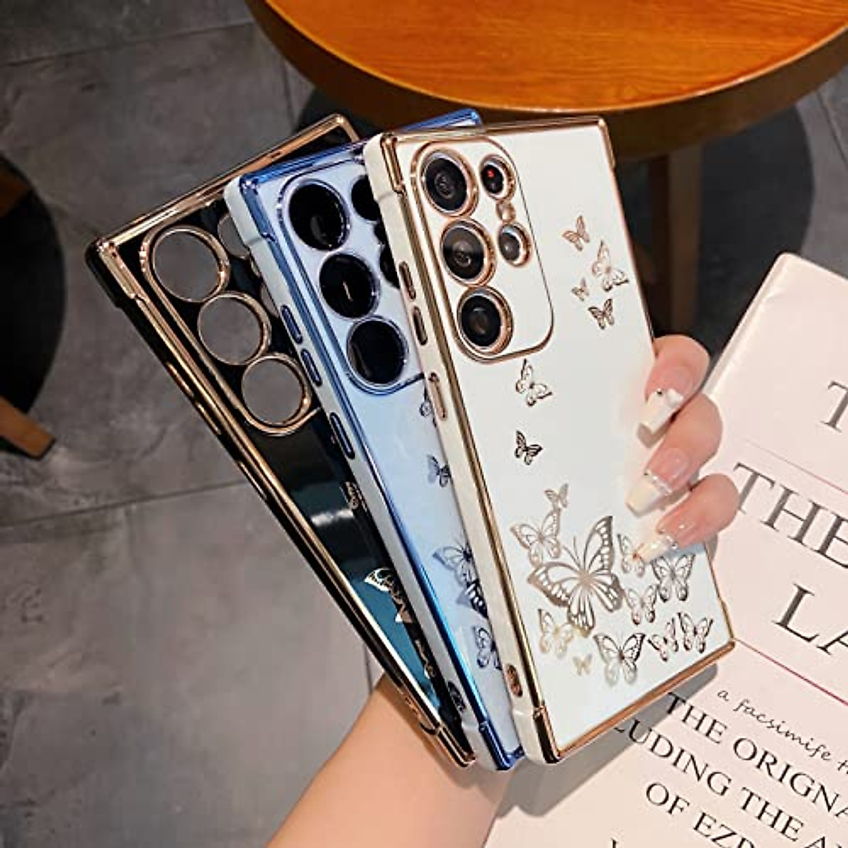 ZTOFERA Phone Case for Samsung Galaxy S23 Ultra 5G Elegant Butterfly,for Lovely Cute Girls & Women,Soft Plating All-Wrapped Protective&Full Cover Camera Samsung Galaxy for S23 Ultra Phone Case-Black