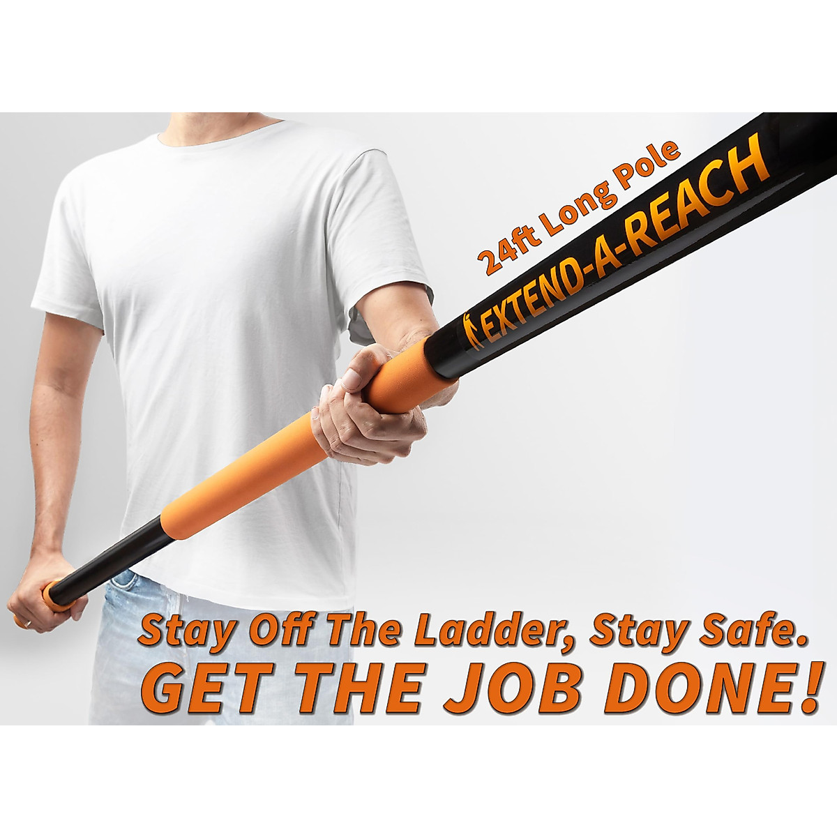 7-24 ft Long Telescopic Extension Pole // Multi-Purpose Extendable Pole with Universal Twist-on Metal Tip // Lightweight and Sturdy // Best Telescoping Pole for Painting, Dusting and Window Cleaning