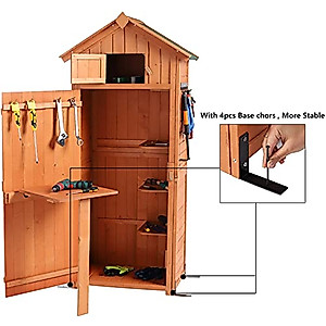 B BAIJIAWEI Outdoor Storage Shed - Waterproof Garden Storage Cabinet with Lockable Doors - Utility Tool Storage Organizer for Backyard, Patio, Garden Deck (Wood)