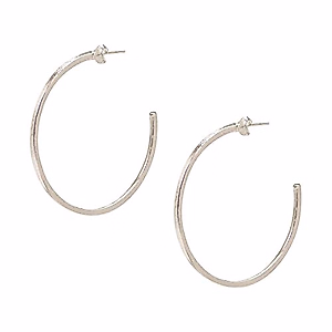 Sheila Fajl Perfect Square Tube 1.75 inch lightweight Hoop Earrings in Brushed Finish Silver Plated