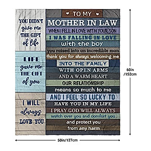 Mosslink Mother in Law Gifts from Daughter in Law, Throw Blanket Gifts for Mother in Law Gift for Birthday Christmas Mother’s Day, Flannel Fleece Soft Warm Cozy Blankets for Bed Sofa 60”x50”