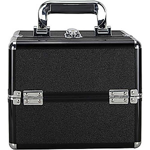 Ver Beauty 2-Tiers Extendable Trays Art Craft Supplies Storage Portable Box Tool Case Organizer Travel – VK002, Black Glitter