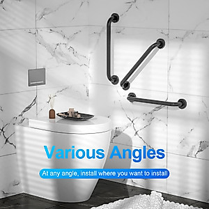 16 Inch Matte Black Shower Grab Bar-1" Diameter, iMomwee Stainless Steel Elderly Safety Bars, Bathroom Shower Balance Bar, Wall Handrail Support, Handicap Senior Disabled Pregnant Assist Bath Handle