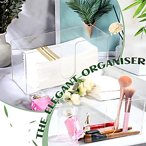 Mumufy 2 Pcs Fold Paper Towel Dispenser Countertop Paper Napkins Dispenser Napkin Holder Multifold Acrylic Paper Towel Dispenser for Z Fold C Fold Disposable Hand Towel (Clear)