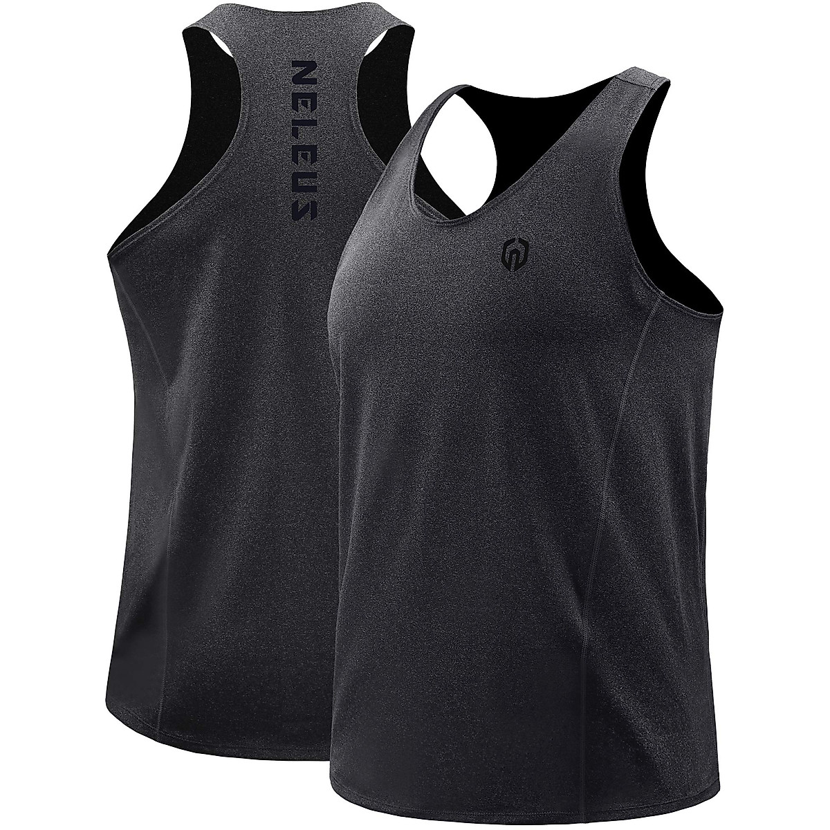NELEUS Men's 3 Pack Running Tank Tops Dry Fit Muscle Athletic Workout Shirts,5069,Grey Black,Light Grey,Red,US XL,EU 2XL