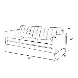 Nice Link Home Furnishings Payton Leather Sofa in Navy